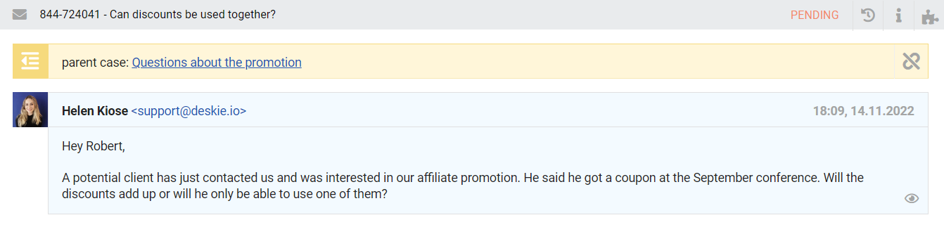 Parent and child cases