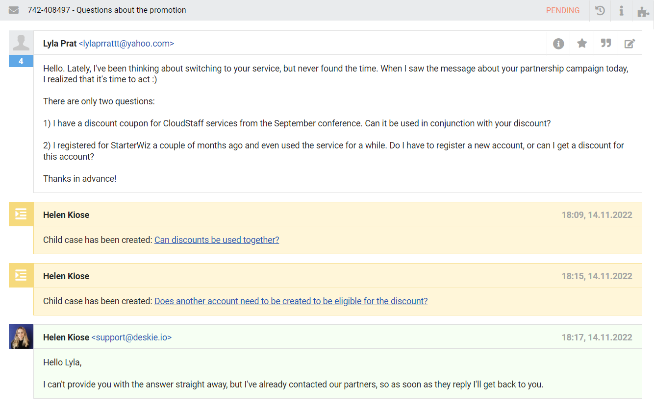 Parent and child cases